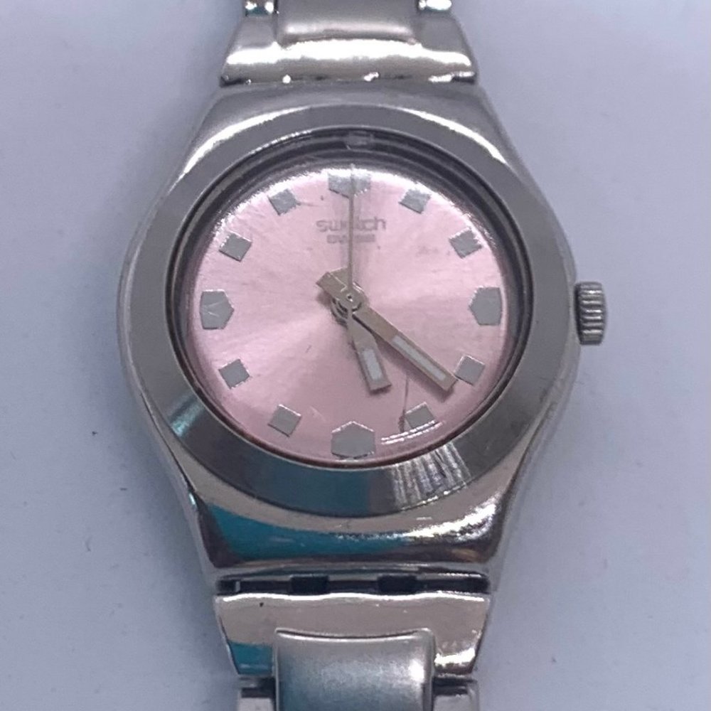 Vintage Swatch Stainless Steel Pink Face Watch. 6 3/4… - Gem